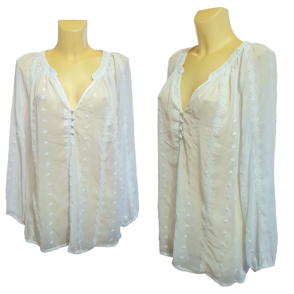 Dress Barn | Tops | Dressbarn Solid White Sheer Flowy Blouse With White ...